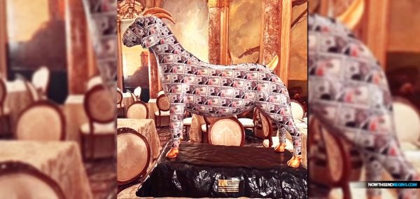 IN TRUMP WE TRUST: Golden Goat Wrapped In 100 Dollar Bills At Mar-a ...